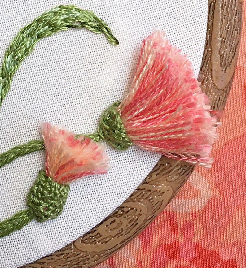 Spring Flowers Embroidery Pink and Orange Embroidered - Etsy