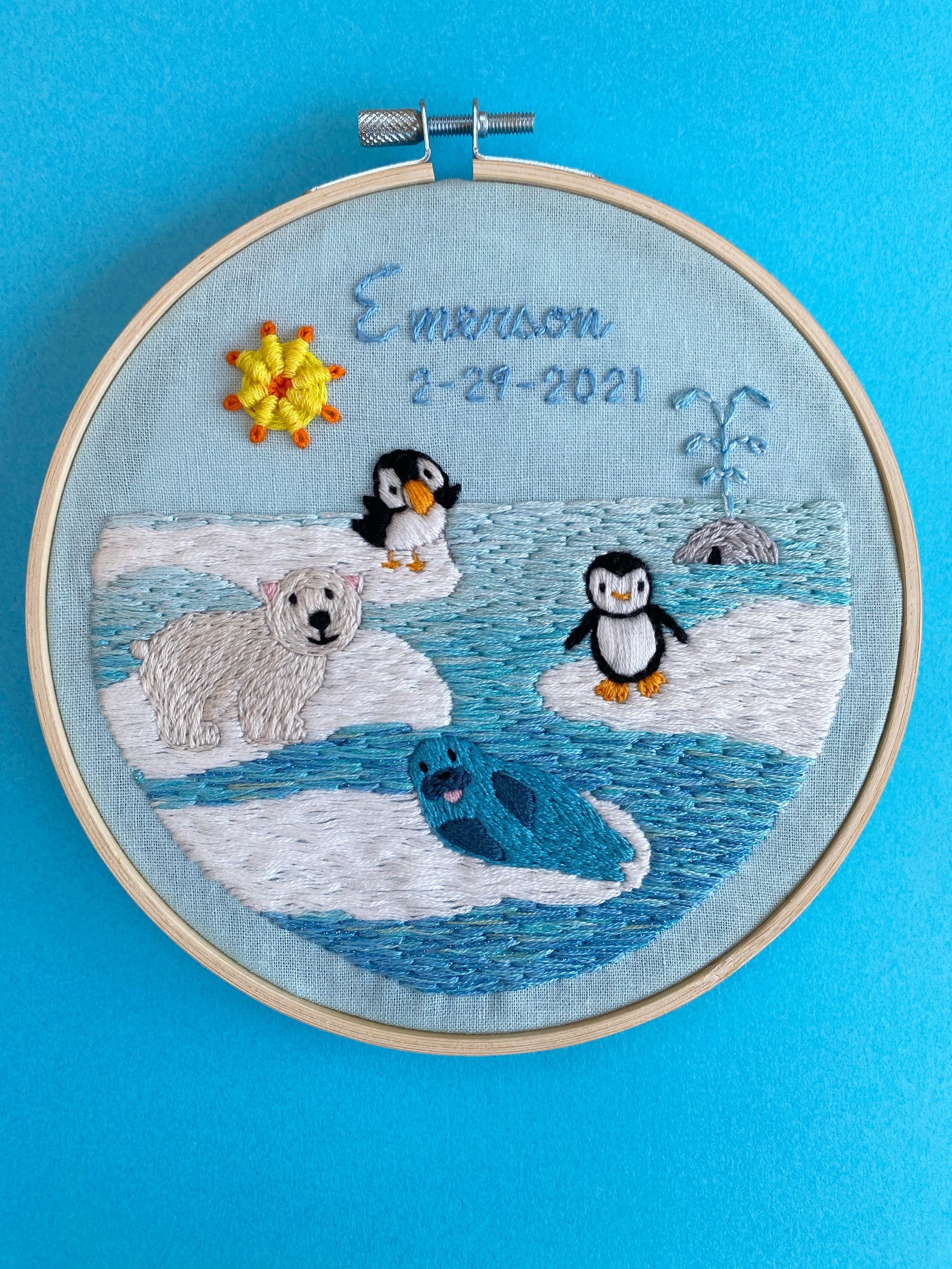 Baby Name Hoop Hand Embroidery Birth Announcement Nursery - Etsy