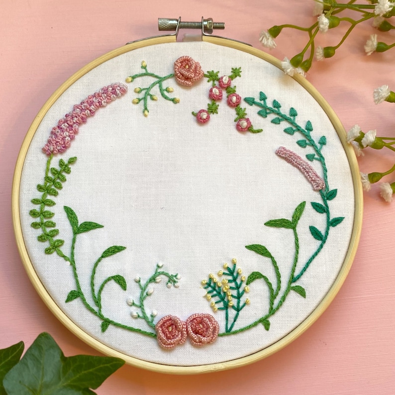 Personalized Baby Hand Embroidery Floral Name Hoop Nursery Decor With ...