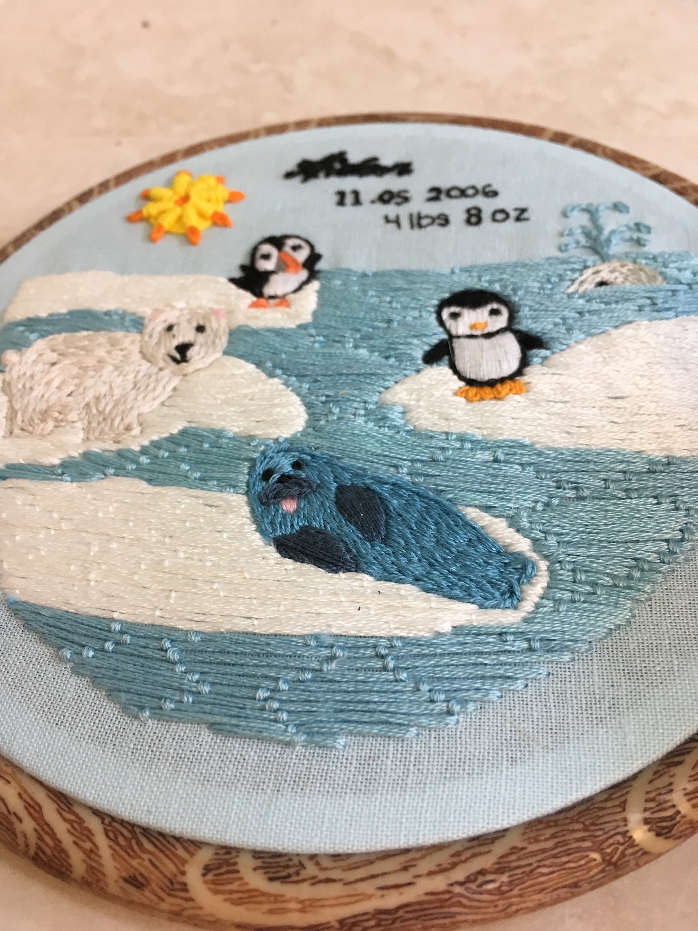 Baby Name Hoop Hand Embroidery Birth Announcement Nursery - Etsy