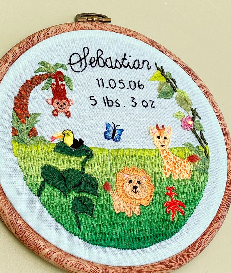 Animal Hoop Art for Nursery Personalized Embroidered Baby - Etsy
