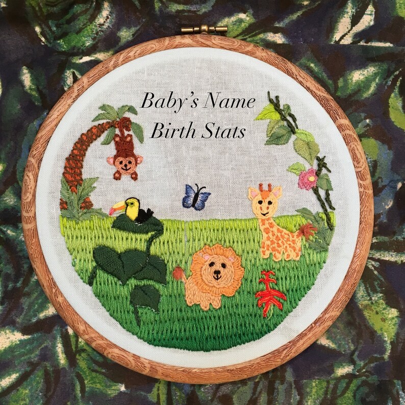Animal Hoop Art for Nursery Personalized Embroidered Baby - Etsy