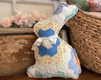One Farmhouse Vintage Antique Repurposed Quilt Egg Bunny Pillow ...