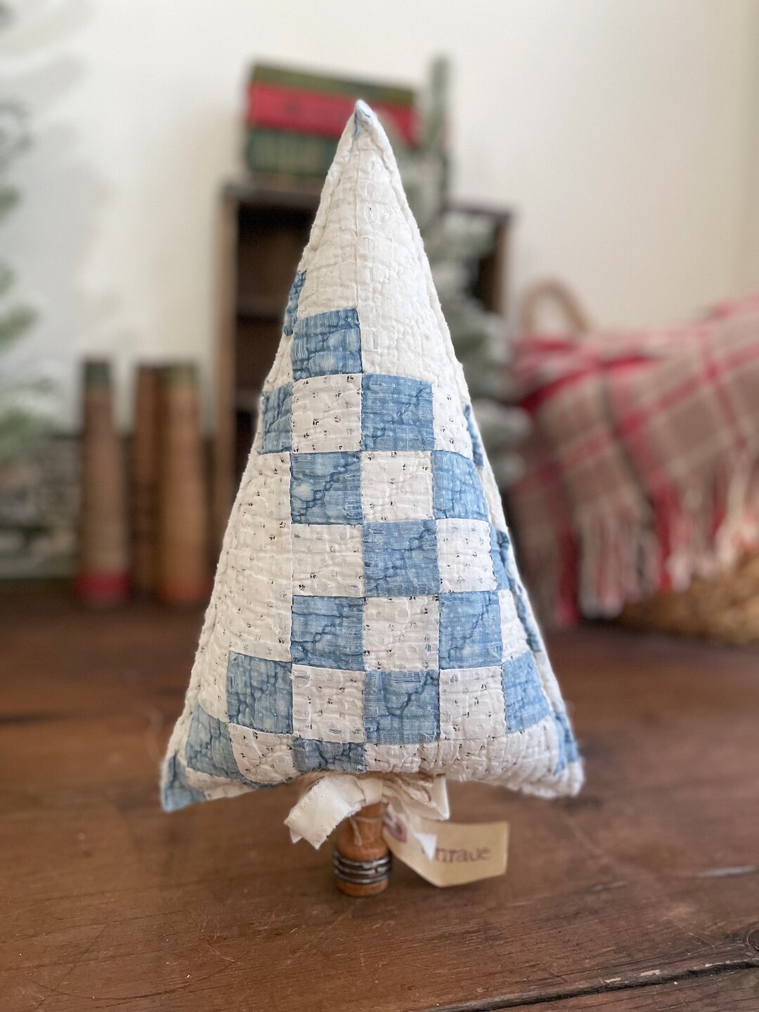 15 Vintage Antique Quilt Christmas Tree on Vintage Textile Spool ...