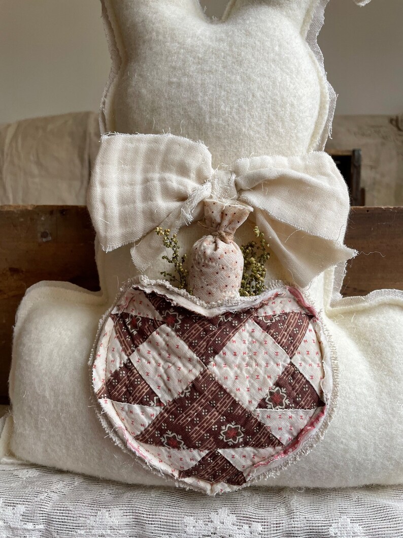 Large Vintage Wool and Antique Quilt Repurposed Quilt Bunny - Etsy