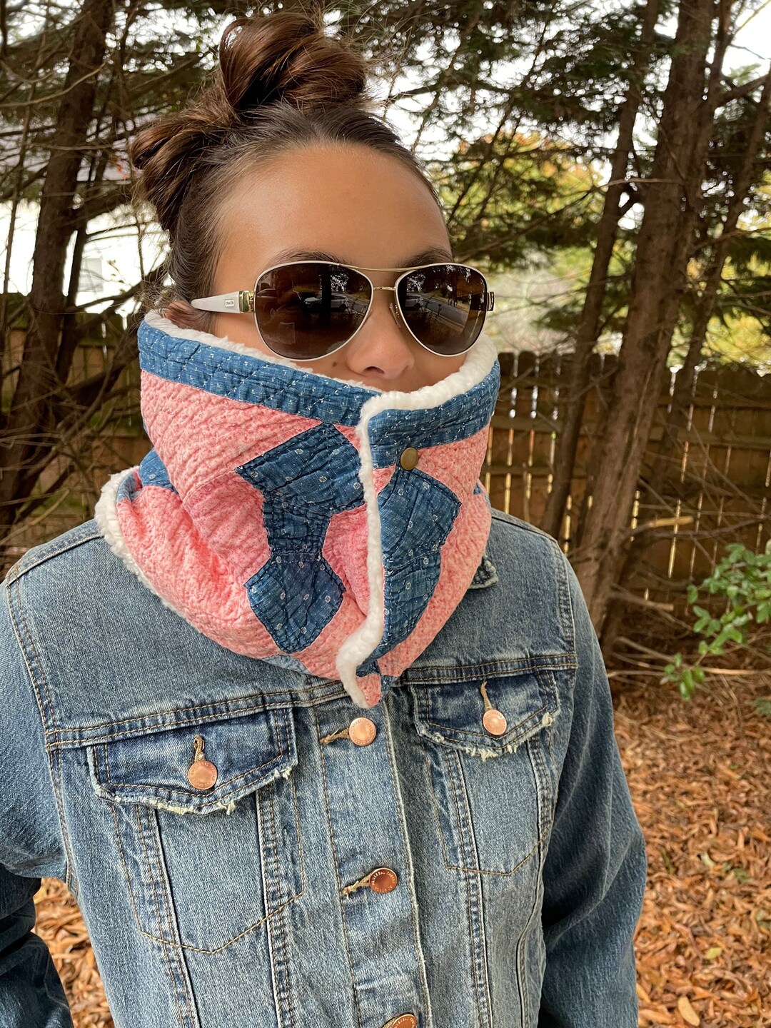 Vintage Bowtie Quilt Neck Scarf, Neck Warmer, Gator, Winter Accessories ...