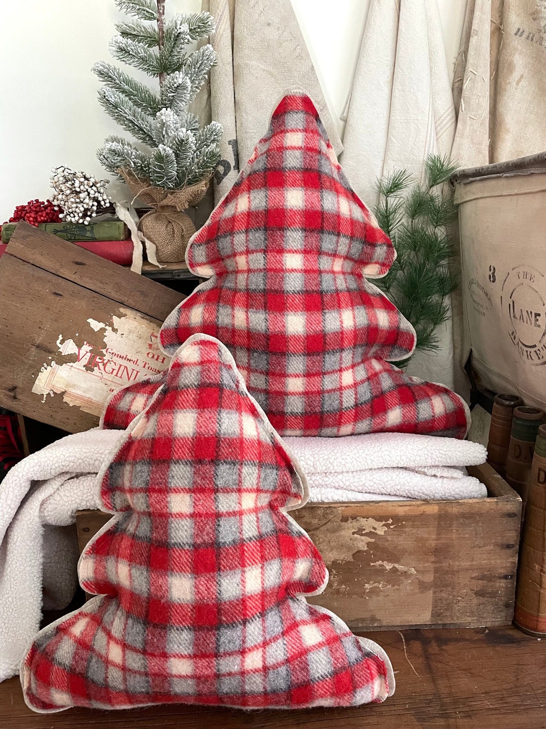 Vintage Pendelton Wool Christmas Tree Pillow ,cottagecore, Repurposed ...