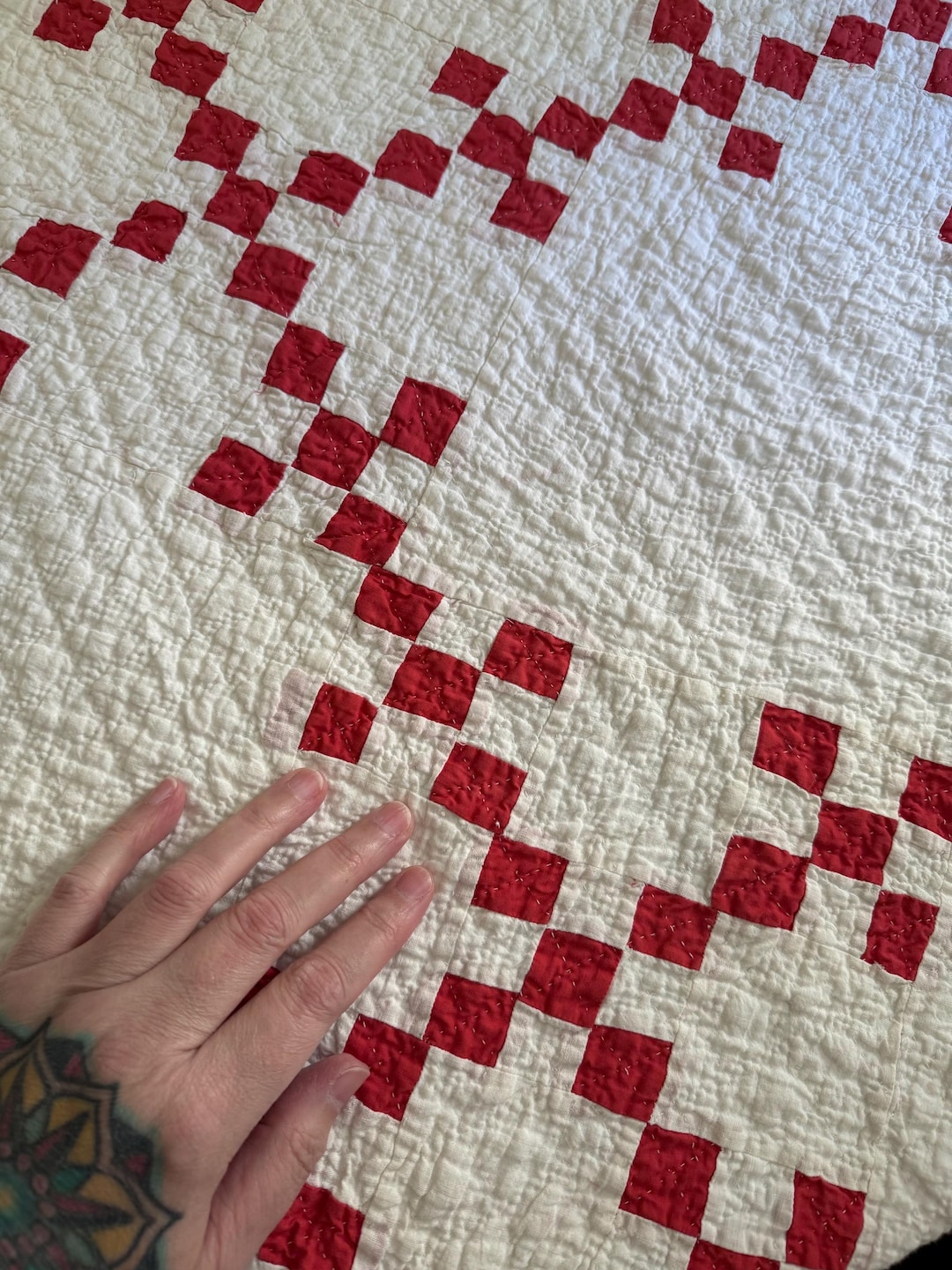 Vintage Antique Red and White Single Irish Chain Quilt, Christmas - Etsy
