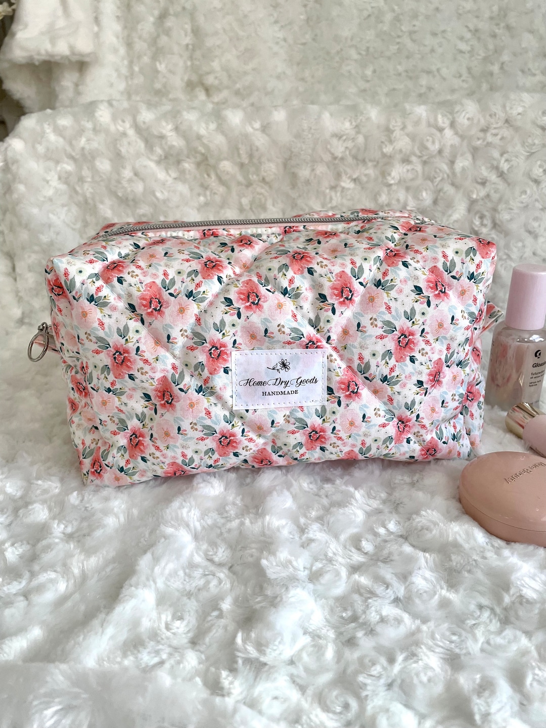 Large Quilted Cosmetic Boxy Boxy Pouch Makeup Bag, Travel Pouch ...
