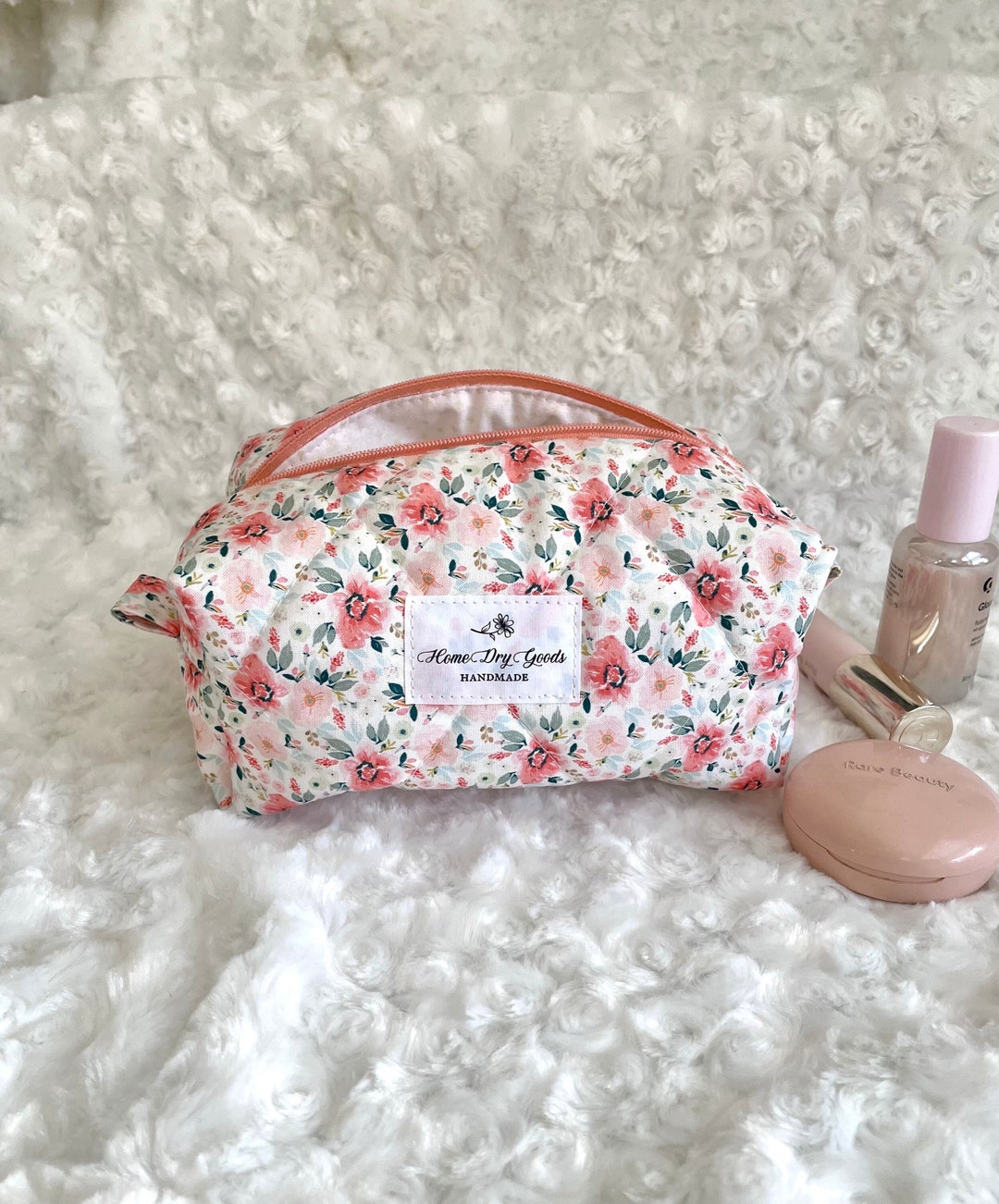 SM Quilted Cosmetic Boxy Boxy Pouch Makeup Bag, Travel Pouch, Toiletry ...