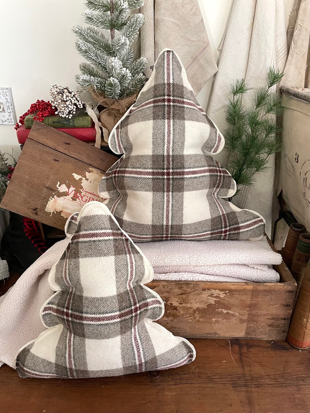 Vintage Pendelton Wool Christmas Tree Pillow ,cottagecore, Repurposed ...