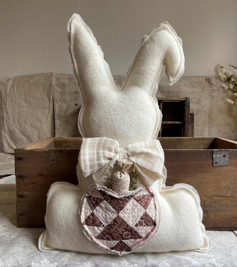 Large Vintage Wool and Antique Quilt Repurposed Quilt Bunny - Etsy