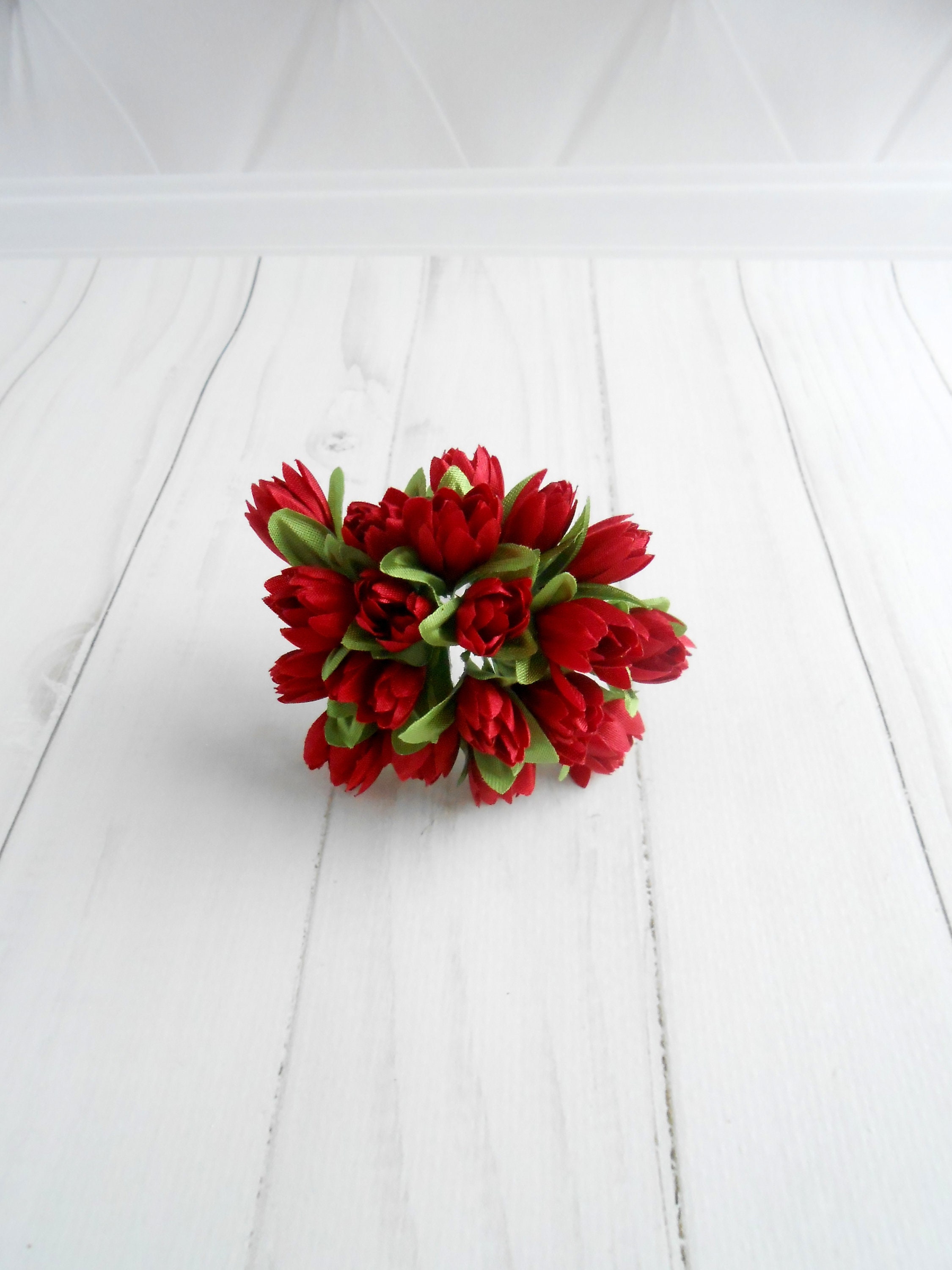 Dark Red Small Faux Flowers for DIY Headbands Fake Flowers Floral Crown ...