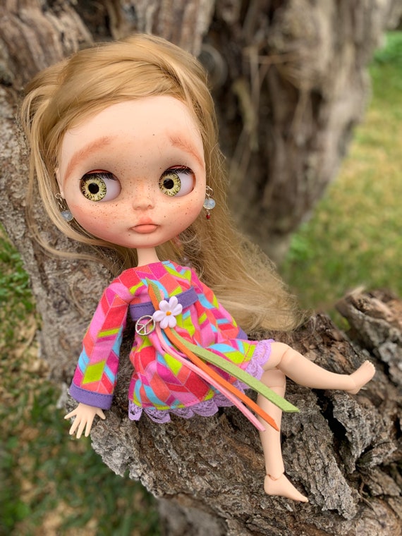 Kim hippie Blythe doll custom Blythe collector ooak doll | Etsy