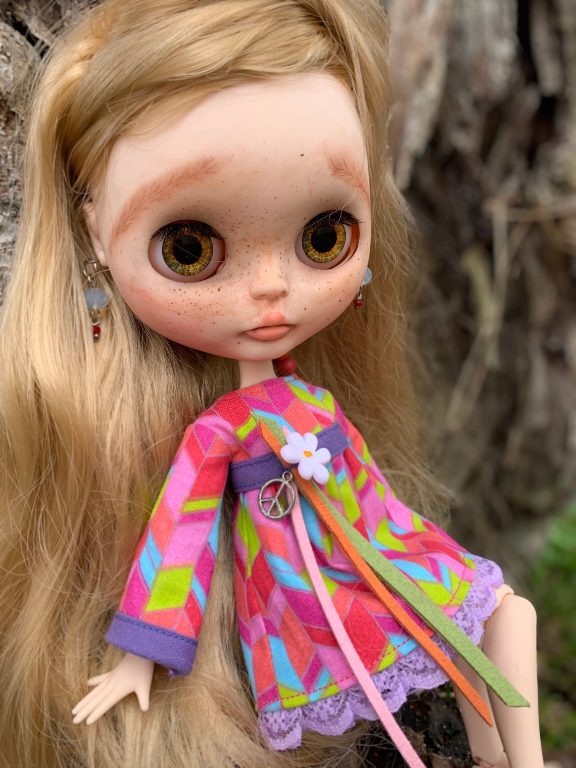 Kim hippie Blythe doll custom Blythe collector ooak doll | Etsy