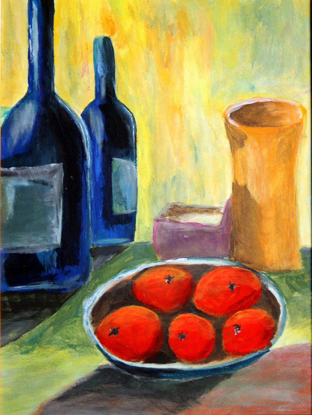 Original Painting by C.v.sierra - Still Life - With Vase and Fruit ...