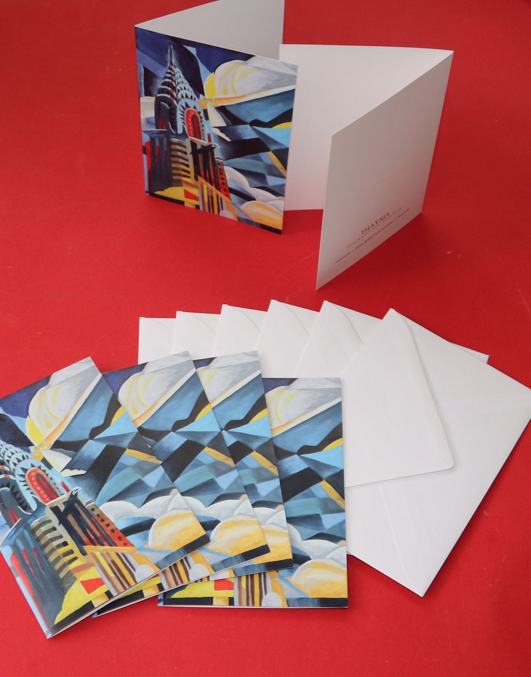 6 Folded Cards Chrysler Building Neal Caffrey White Collar Art Double ...