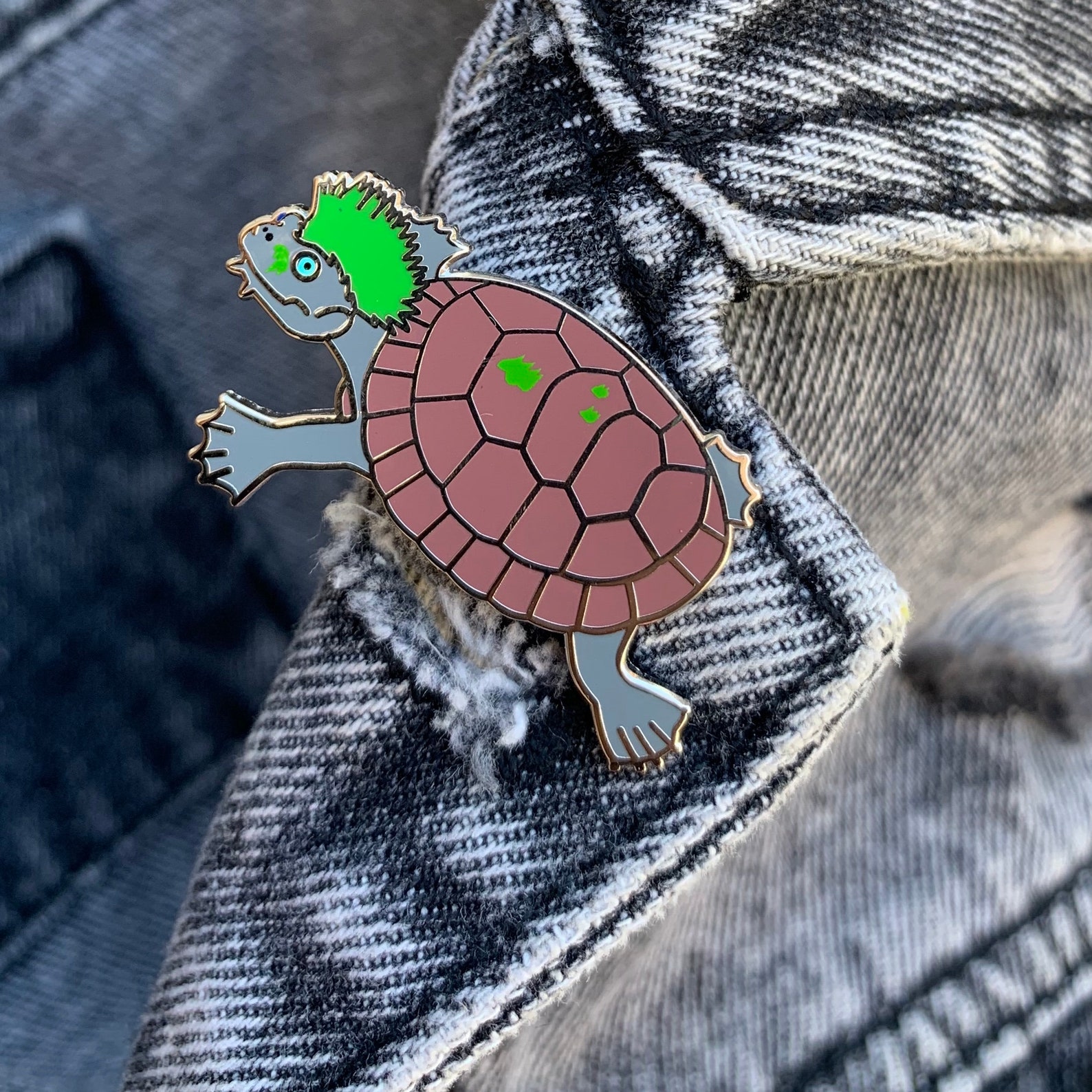 Punk Rock Turtle Pin - Etsy