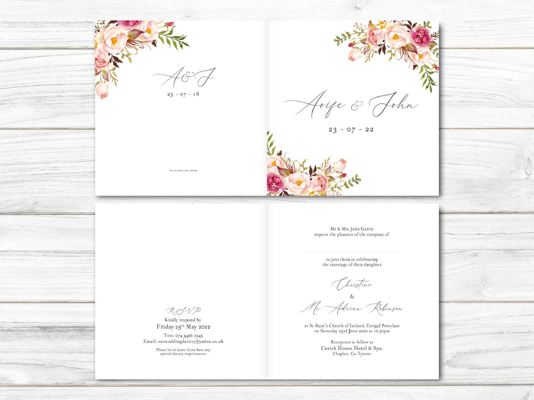 Folded Invitation, Floral, Square Invitation - Etsy