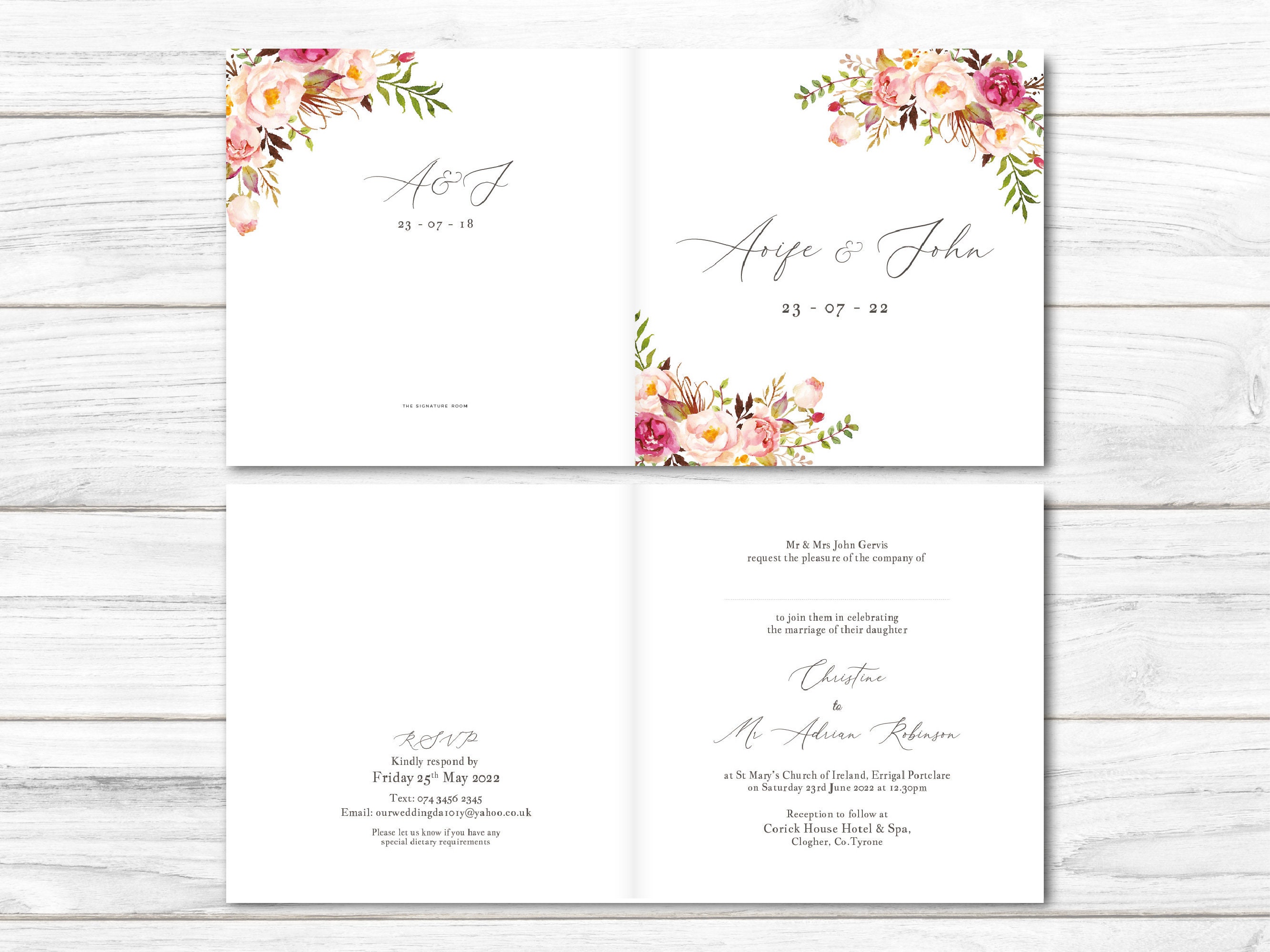 Folded Invitation, Floral, Square Invitation - Etsy