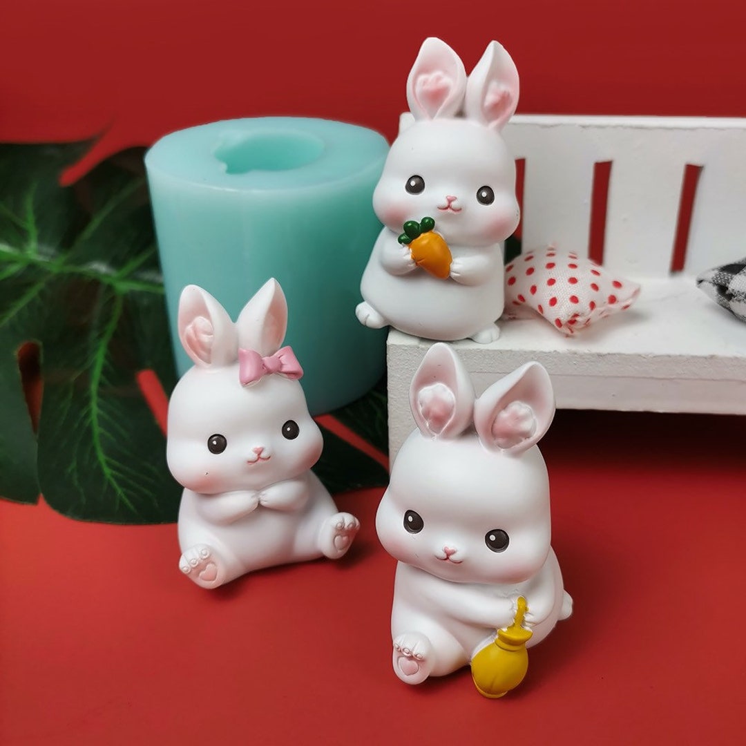 Mould Silicone Rabbit Molds Fondant Cute Bunny Mold Soap Molds Handmade ...