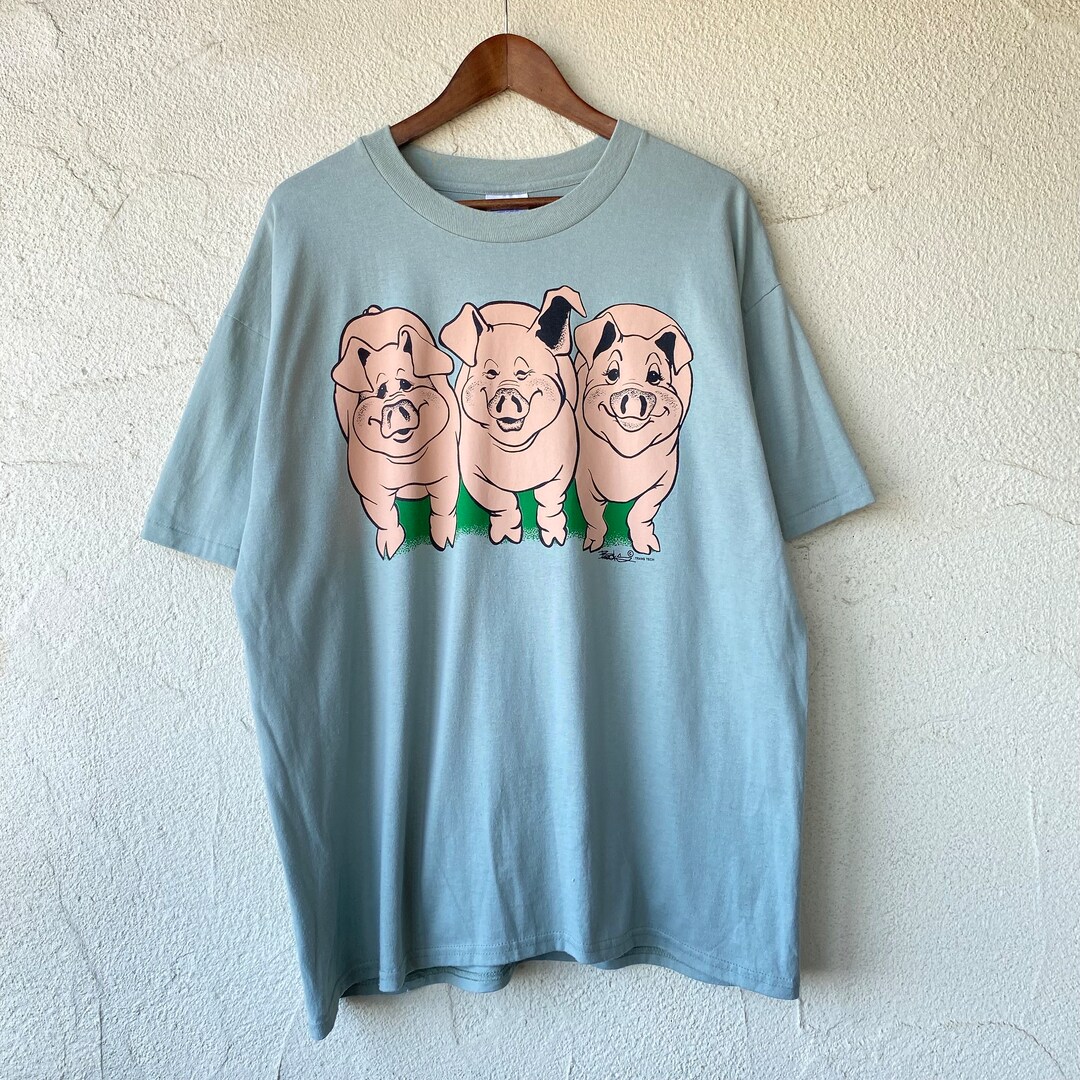 Vintage 90s Three Pigs Front/back Graphic T-shirt - Etsy