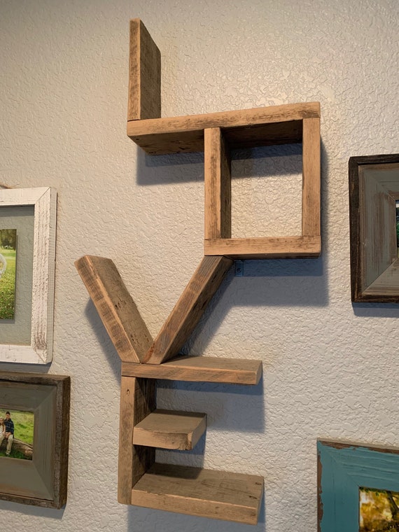 Vintage Wood LOVE Shelf Rustic Look Classic Stained Wood | Etsy