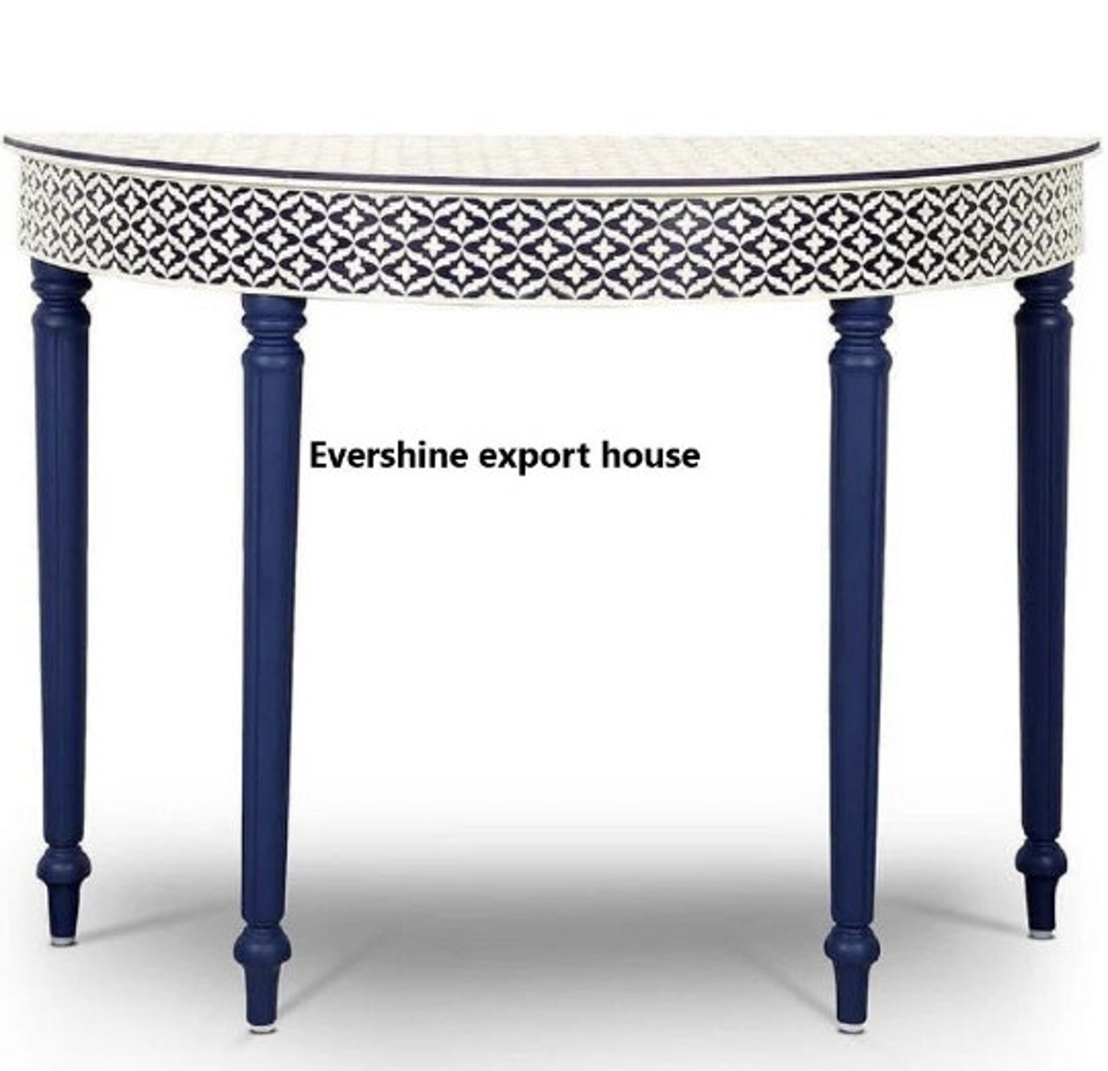 Demilune Bone Inlay Console , Wooden Entryway Desk , Blue Color ...