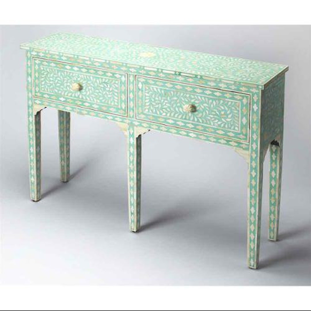 Decorative Table/ Green Floral Bone Inlay Console / Living - Etsy