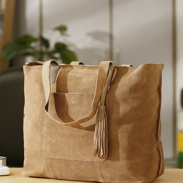 Suede Tote Bag - Etsy