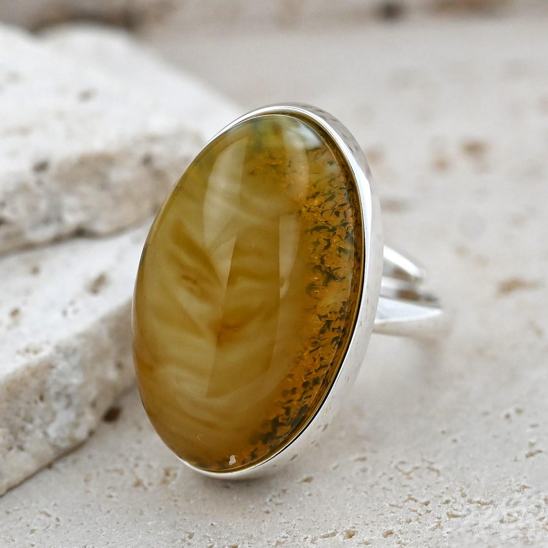 Natural Unique Baltic Amber Ring, Milky Amber Jewelry, Amber Bark ...