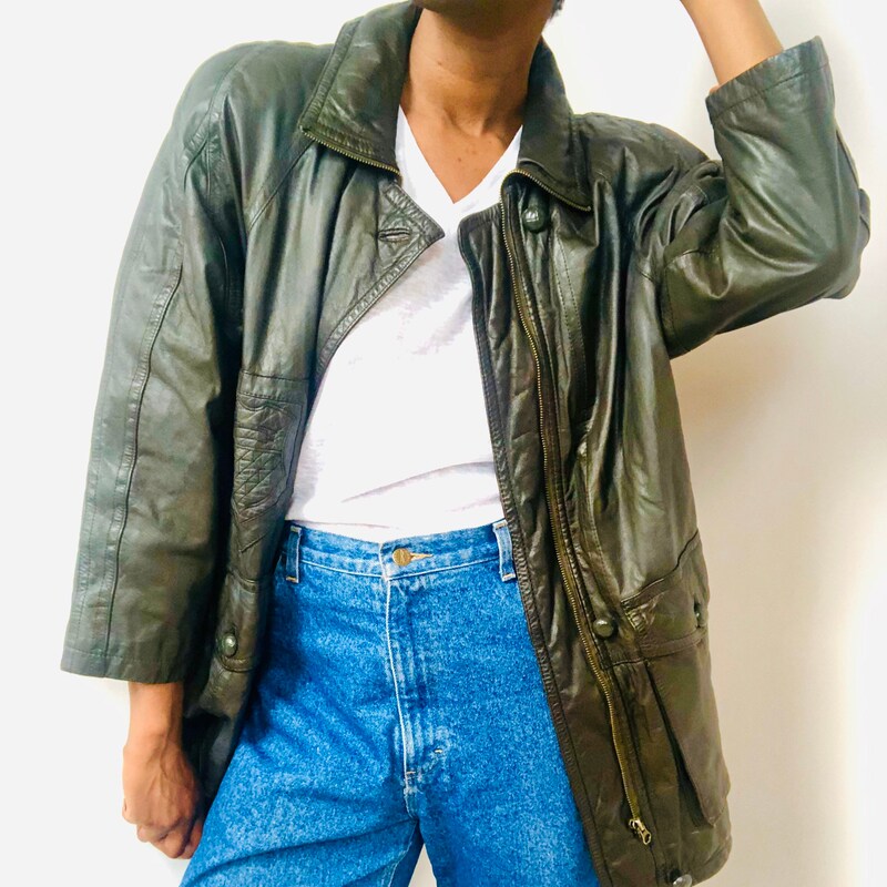 Leather Jacket Baggy - Etsy