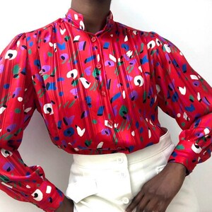 Bright Red Blouse UK10 EU38 US8 Shiny Satin Look Top - Etsy