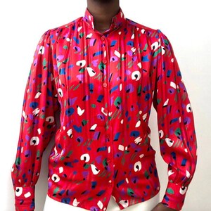 Bright Red Blouse UK10 EU38 US8 Shiny Satin Look Top - Etsy