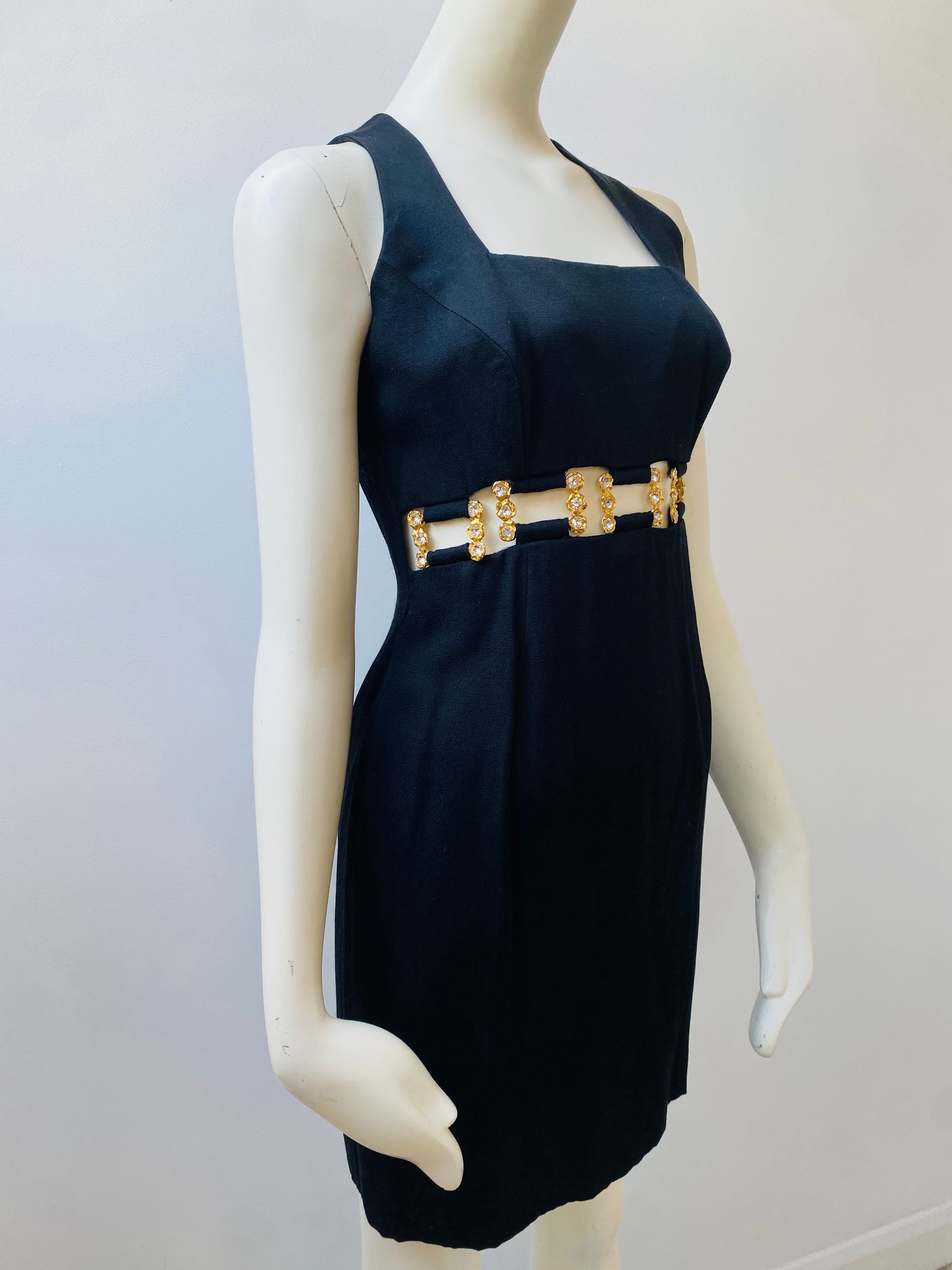 Black Huey Waltzer Evening Dress Uk6 Eu32 Us4 Cut Out Classic