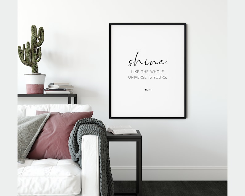 Rumi Quote Print: Shine Like the Universe, Modern Wall Art (digital ...