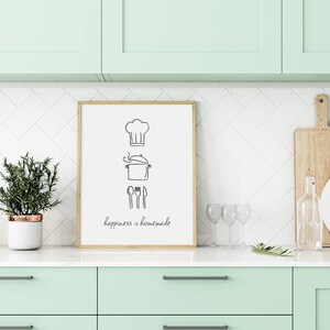 Happiness is Homemade Printable, Kitchen Wall Print, Kitchen Quotes ...