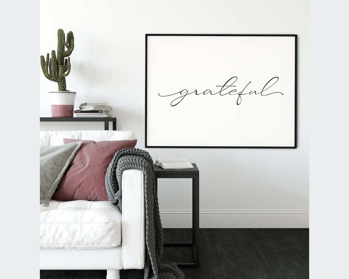Grateful Script Wall Art: Minimalist Inspirational Print (digital ...