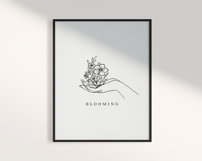 Hand Line Art Botanical Print Line Drawing Print Printable | Etsy