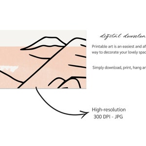 Neutral Tone Line Art Print Modern Boho Wall Art | Etsy