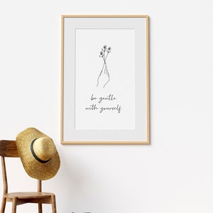 Minimalist Line Wall Art, Positive Quotes Poster, Black and White ...
