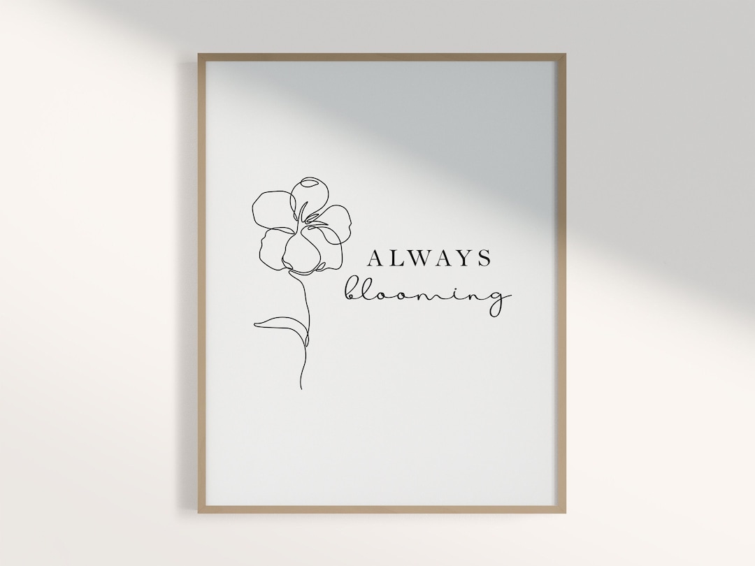 Black and White Motivational Quotes, Minimalist Floral Line Art Print ...