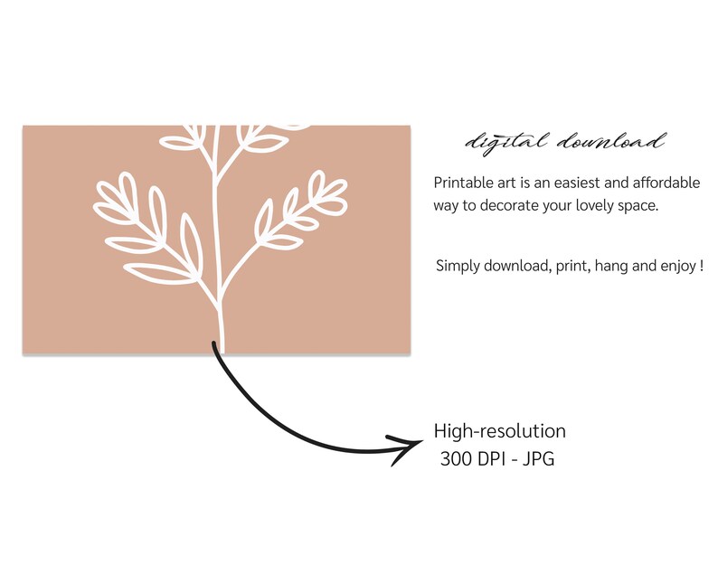 Botanical Line Art Printable Botanical Poster Modern Wall - Etsy