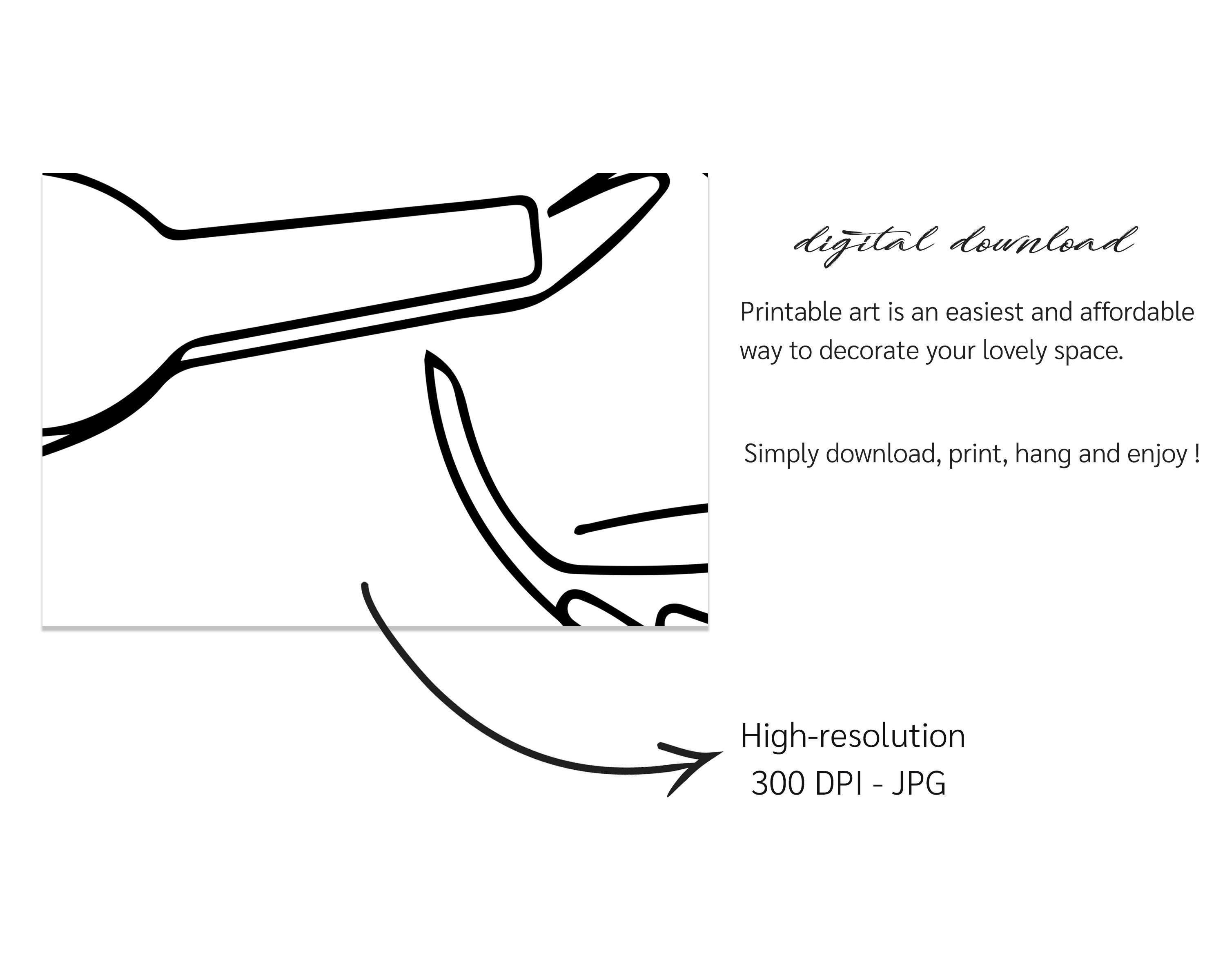 Wine Line Art Print Printable Wine Poster Black and White | Etsy