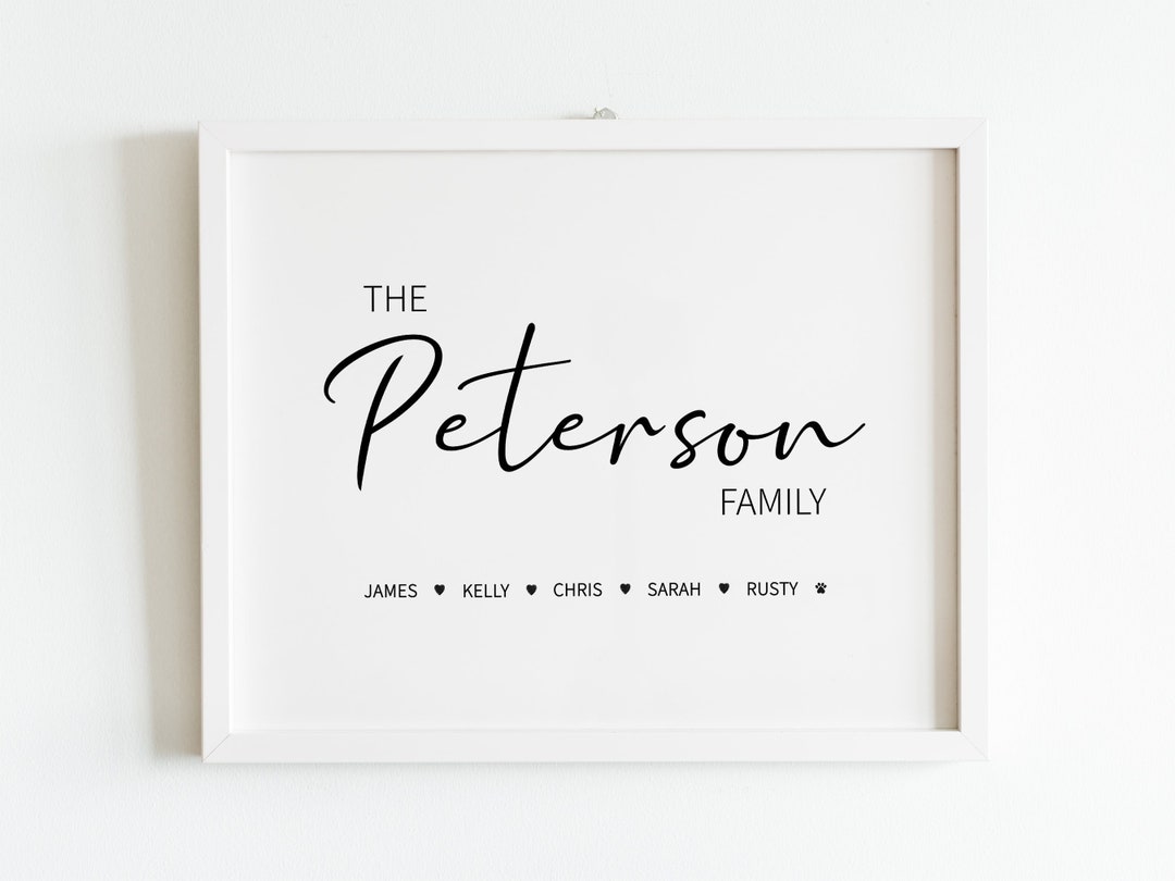Personalised Family Printable Download, Family Wall Art, Black and ...