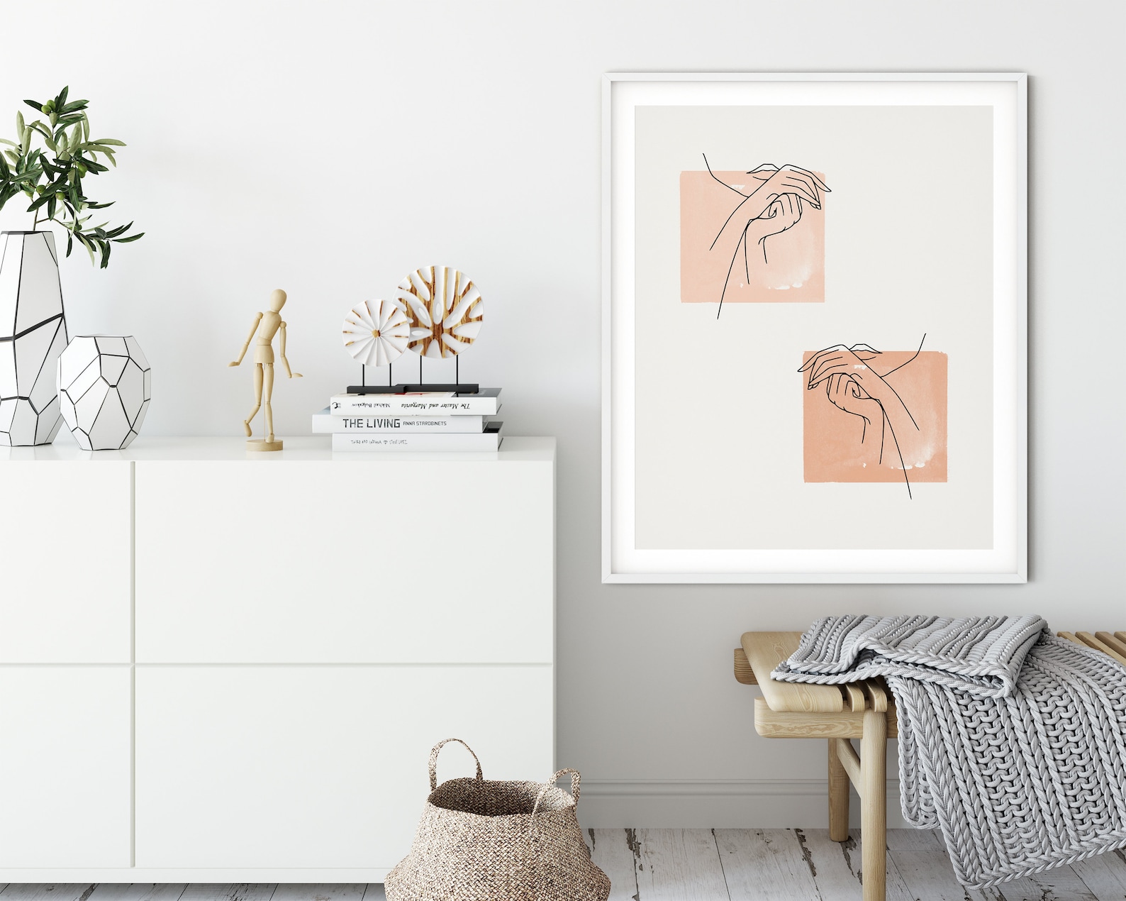 Neutral Tone Line Art Print Modern Boho Wall Art | Etsy