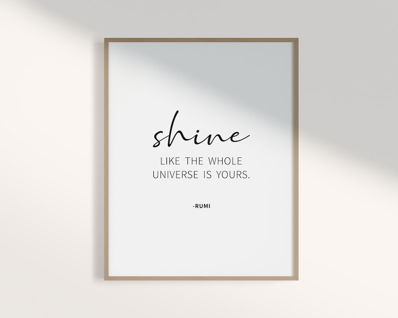 Rumi Quote Print: Shine Like the Universe, Modern Wall Art (digital ...