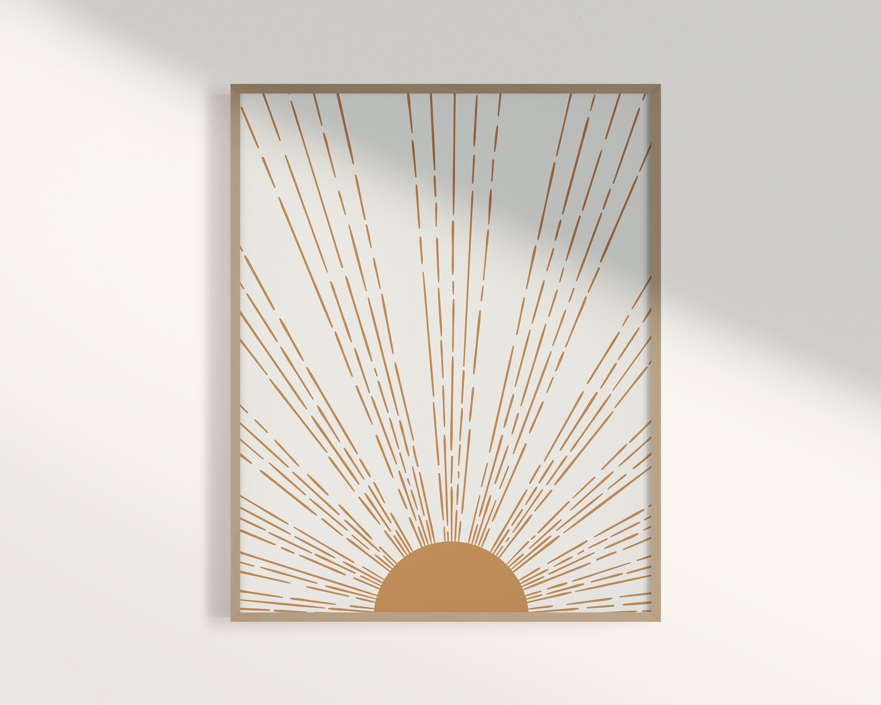 Sun Printable Modern Mid Century Wall Art Sunrise Poster | Etsy