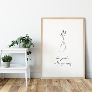 Minimalist Line Wall Art, Positive Quotes Poster, Black and White ...