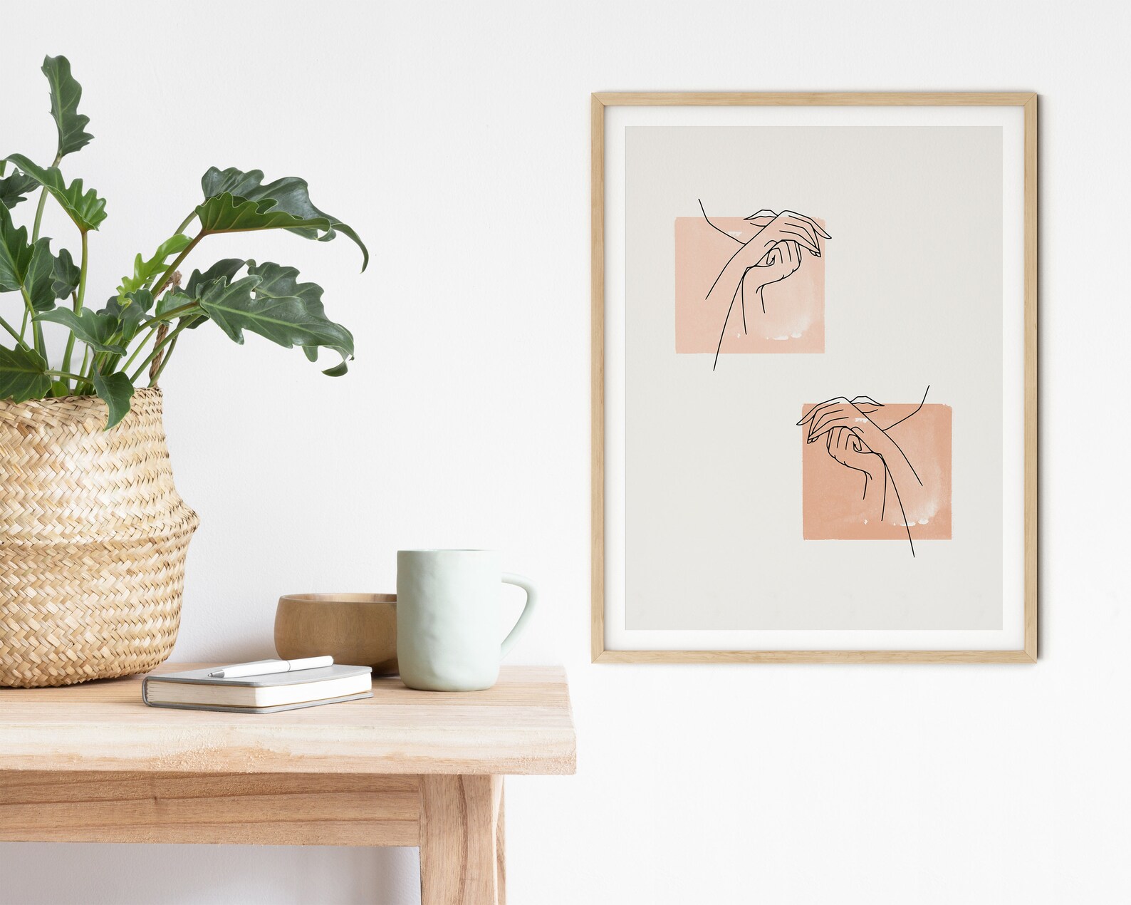 Neutral Tone Line Art Print Modern Boho Wall Art | Etsy